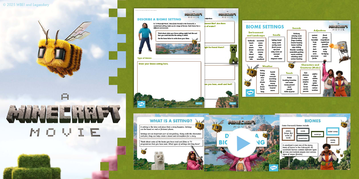 FREE! - Minecraft Writing Pack | Describe a Biome Setting Activity