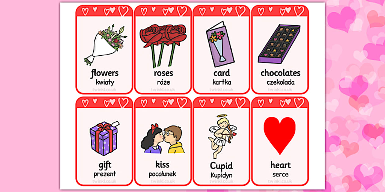 Valentine's Day Flashcards Polish Translation - polish translation