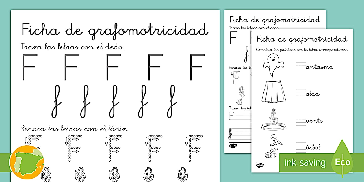 Ficha de grafomotricidad: La letra F (teacher made) - Twinkl