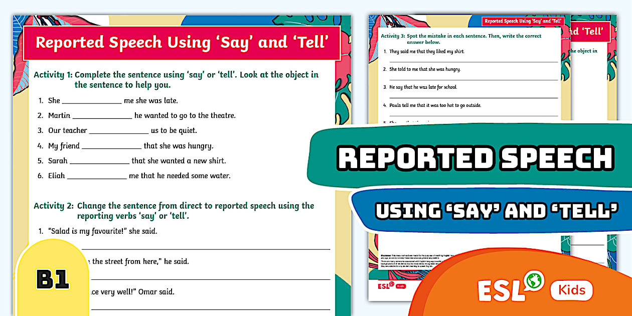 ESL Reported Speech {Activity} Sheet