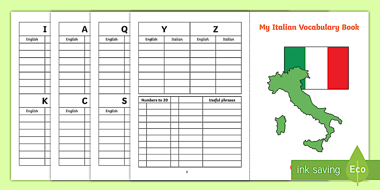 My Italian Vocabulary Notebook - Italian / italiano - Twinkl