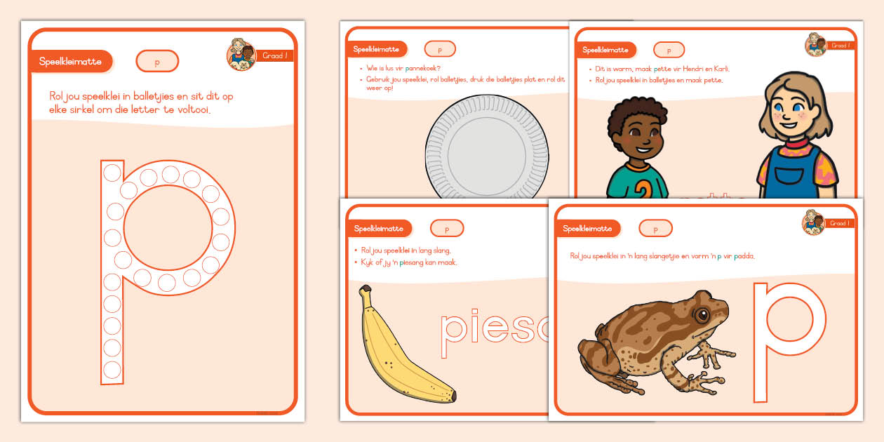 Graad 1 Klanke Speelkleimatte p (professor feito) - Twinkl