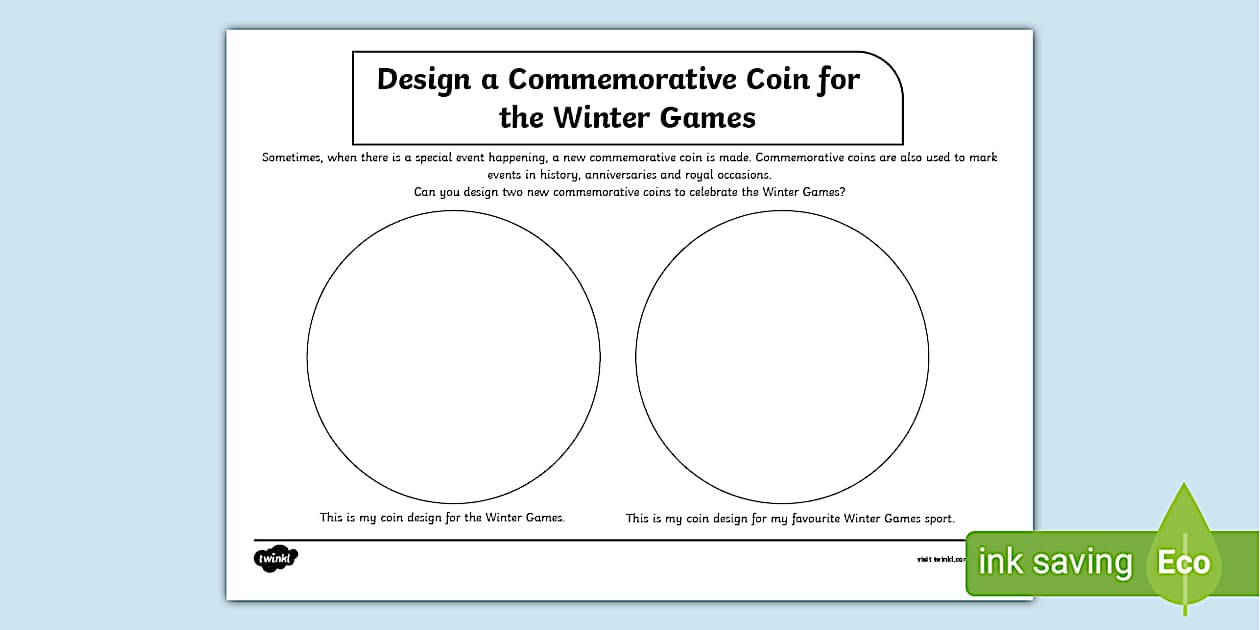 Winter Games Design a New Commemorative Coin Worksheet