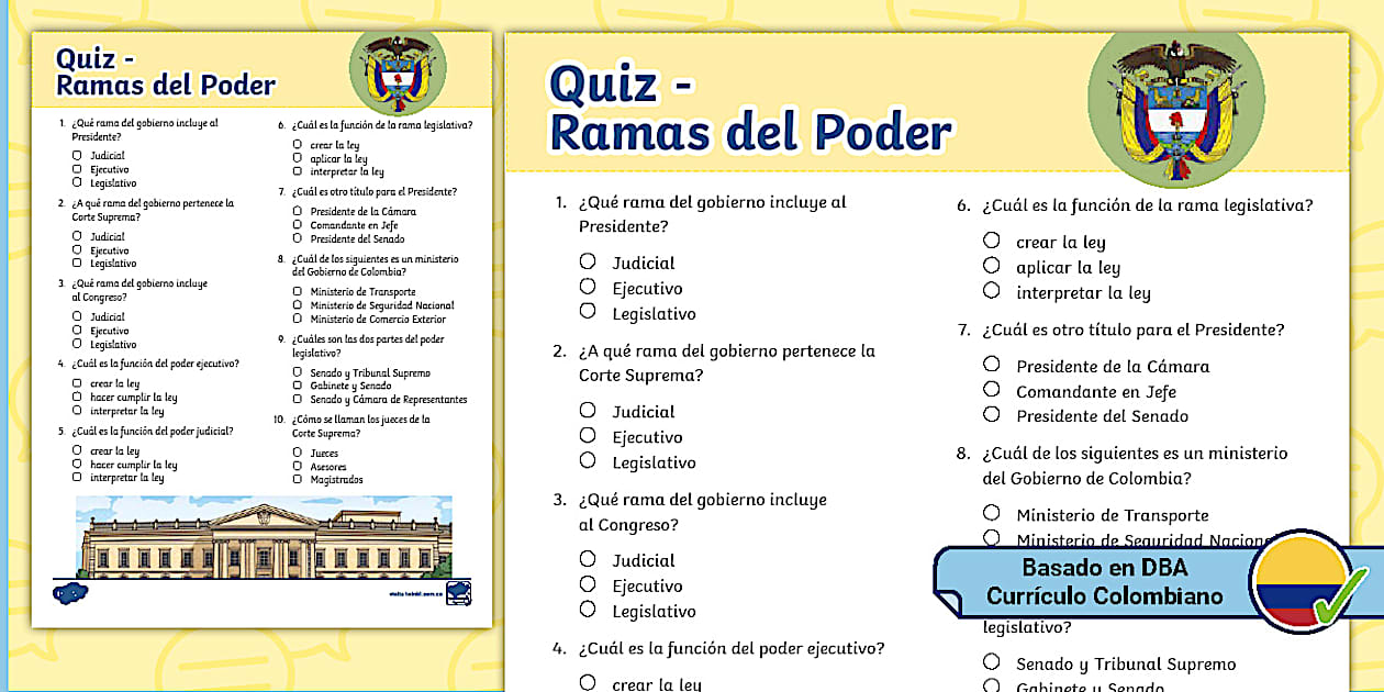 Quiz: Ramas del Poder - Twinkl Colombia (teacher made)