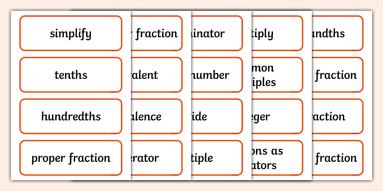 👉 Y5 Fractions Vocabulary Cards - Twinkl