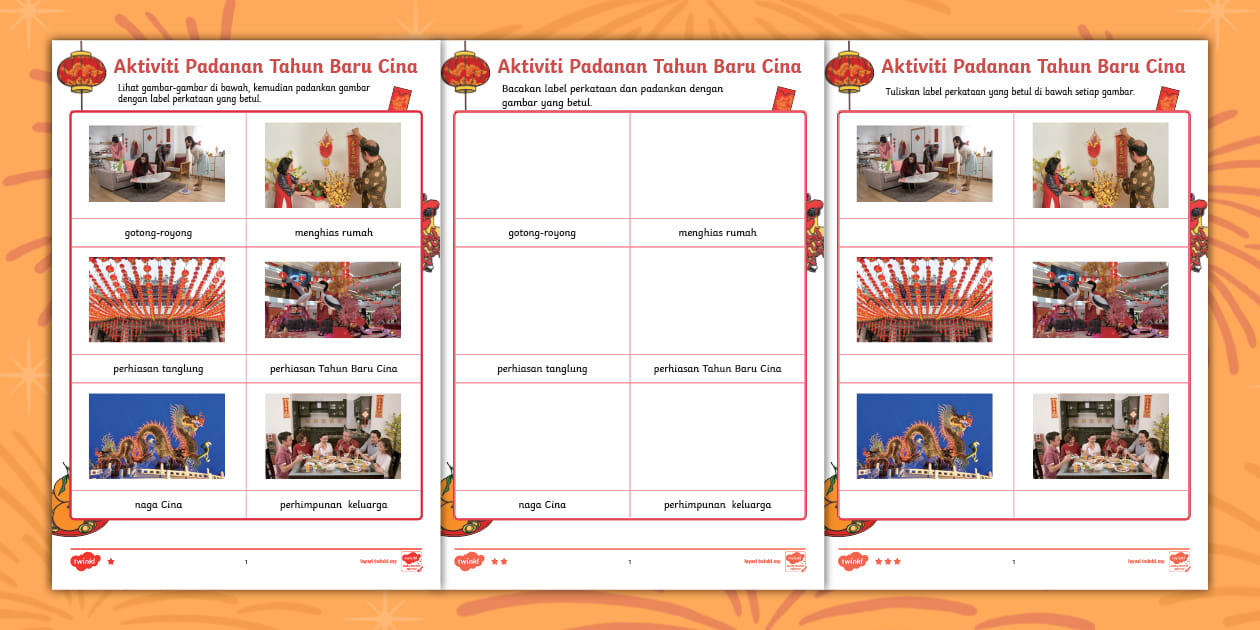 Padankan Gambar Tahun Baru Cina dengan Perkataan yang Betul
