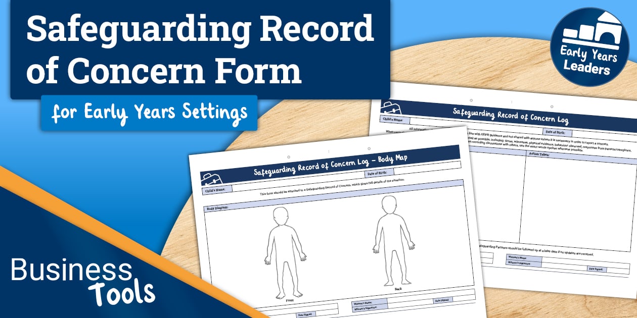 Safeguarding Record of Concern Form for Early Years Settings