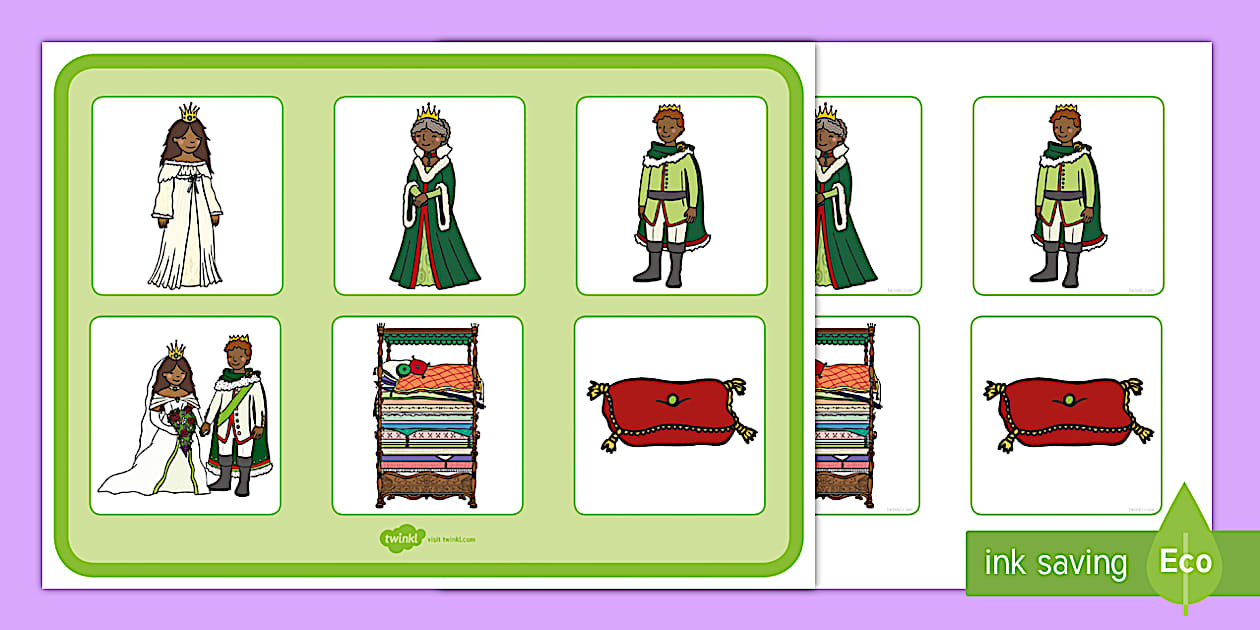 The Princess and the Pea Matching Cards and Board - Twinkl