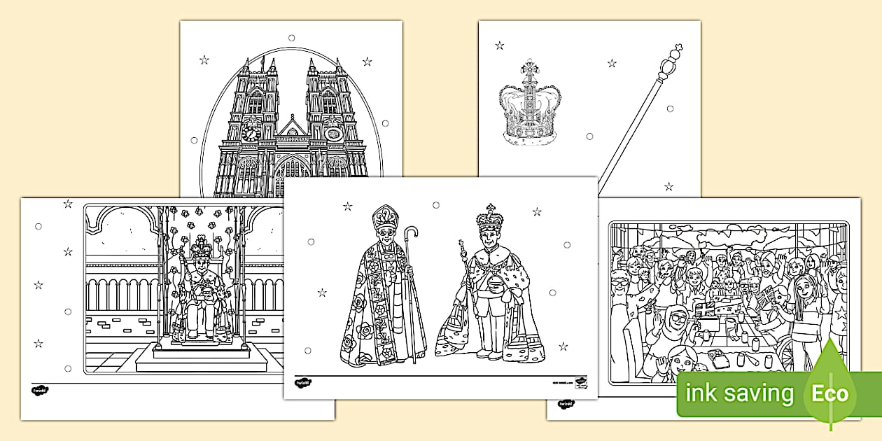 KS1 Coronation of King Charles III Busy Colouring Sheets
