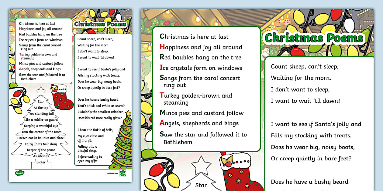 KS1 Christmas Poem Examples (teacher made) - Twinkl