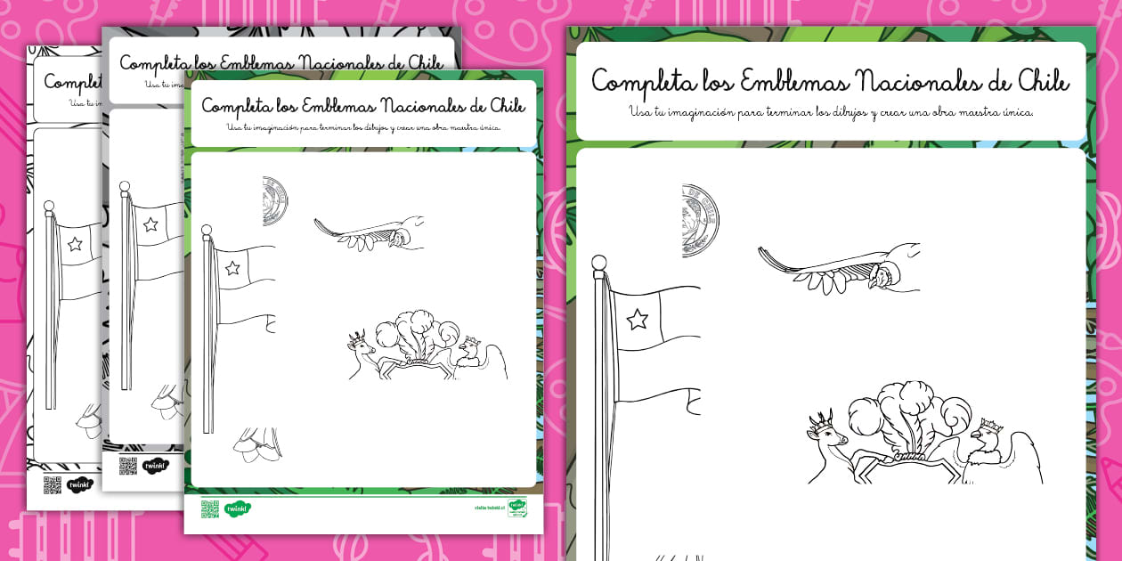 Completa los Emblemas Nacionales de Chile (teacher made)
