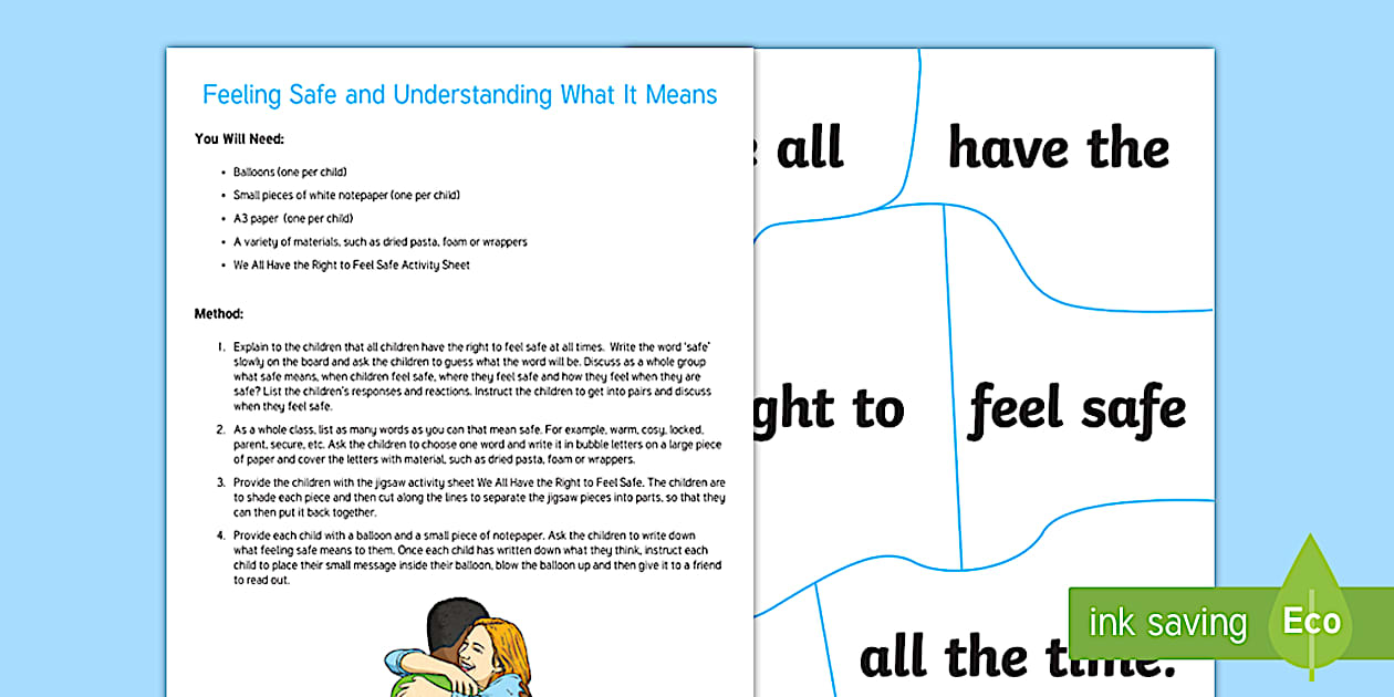 TAS Feeling Safe and Understanding What It Means Activity