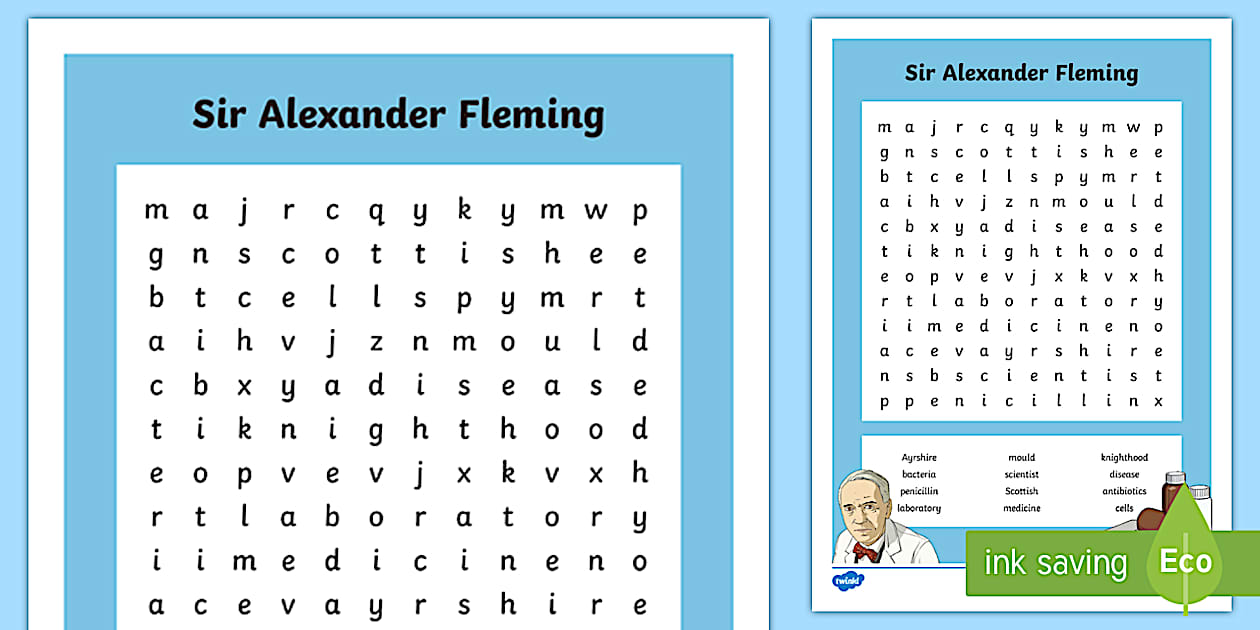 Alexander Fleming Word Search (teacher made) - Twinkl