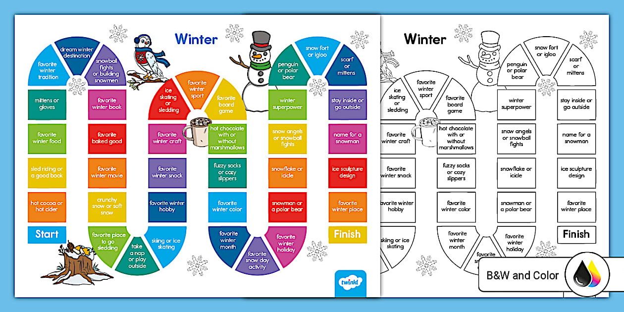 Winter Conversation Board Game for K-2nd Grade - Twinkl