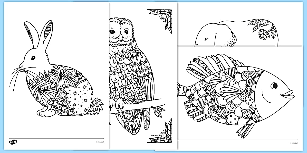 Mindfulness Colouring Pack for Parents: Animals - Twinkl