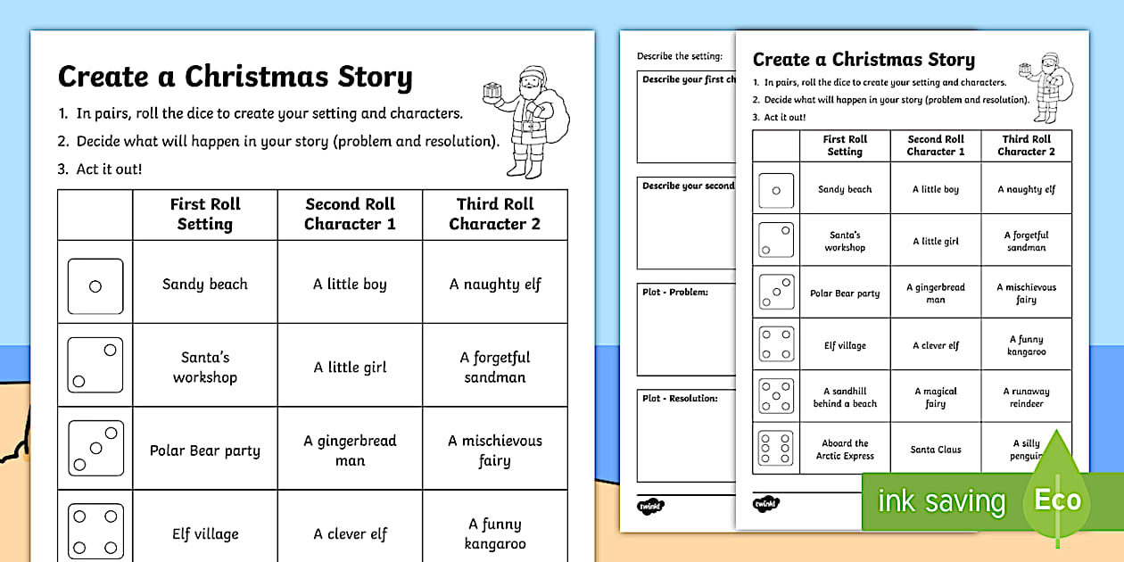SA Create a Christmas Story Writing Worksheet (teacher made)