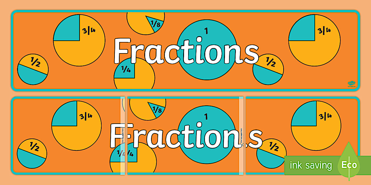 Cursive Fractions Display Banner (teacher made) - Twinkl