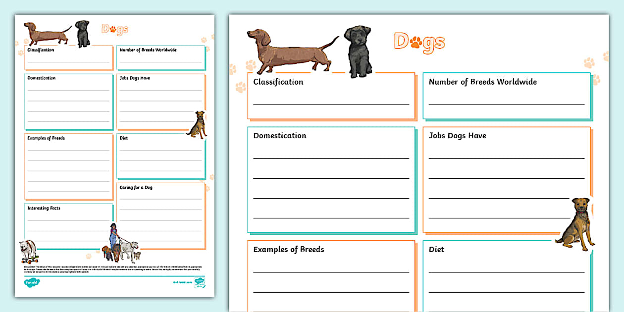 Dogs KS2 Fact File Template,dogs,dog fact sheet - Twinkl
