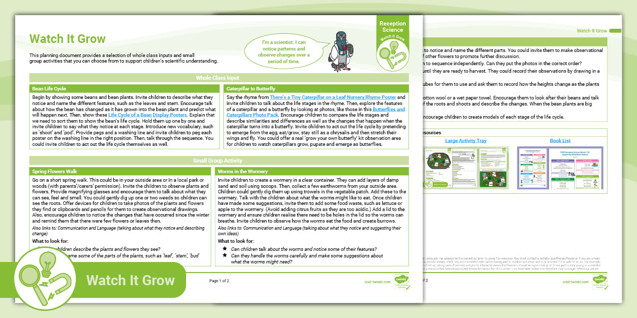 Kindergarten Science Planning: Watch It Grow | White Rose Science