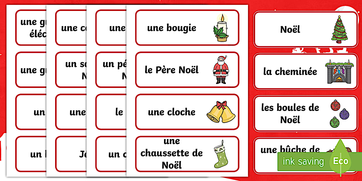 Cartes de vocabulaire sur Noël (teacher made) - Twinkl