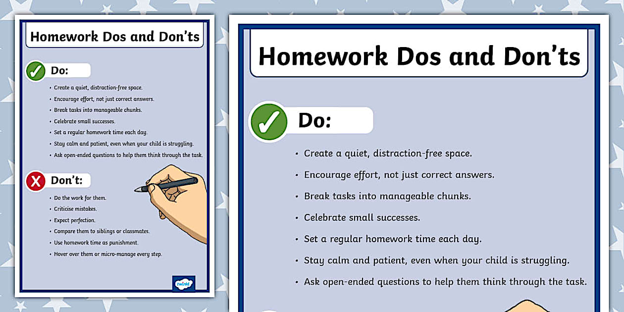 Homework Do's and Don'ts Poster - For Parents