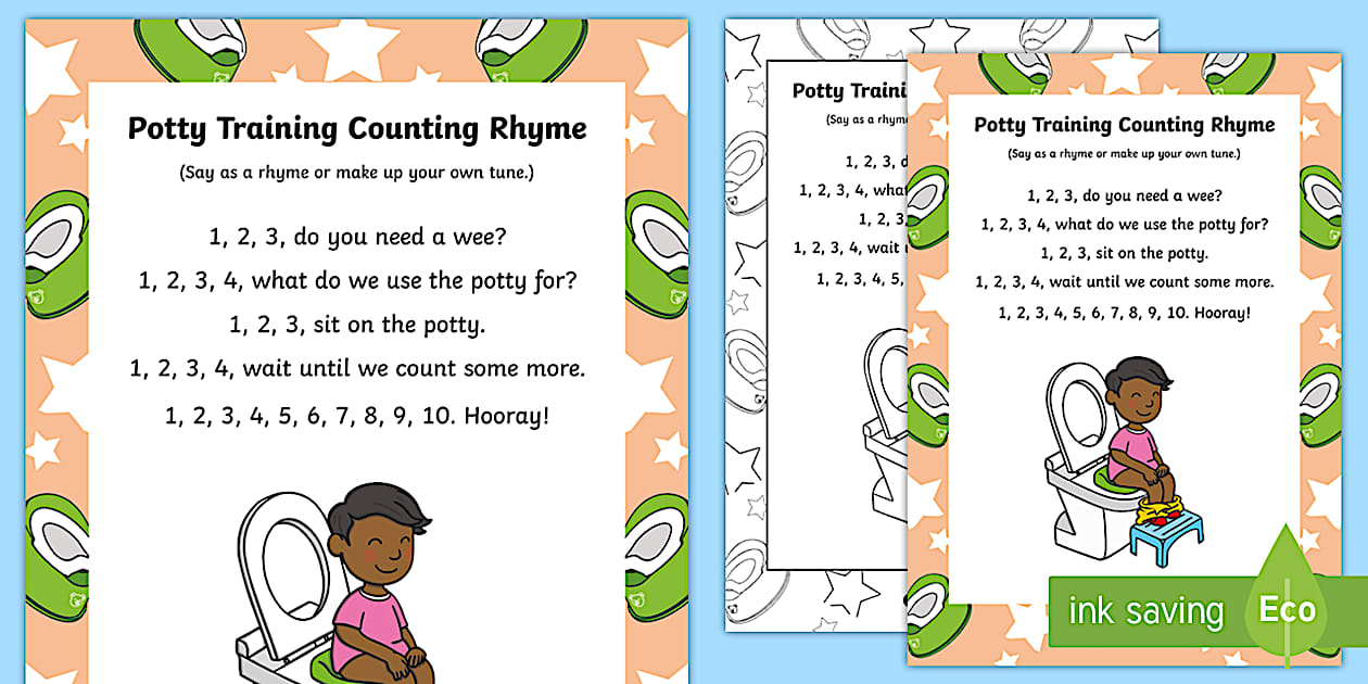 Black and White Potty Training Counting Rhyme - Twinkl