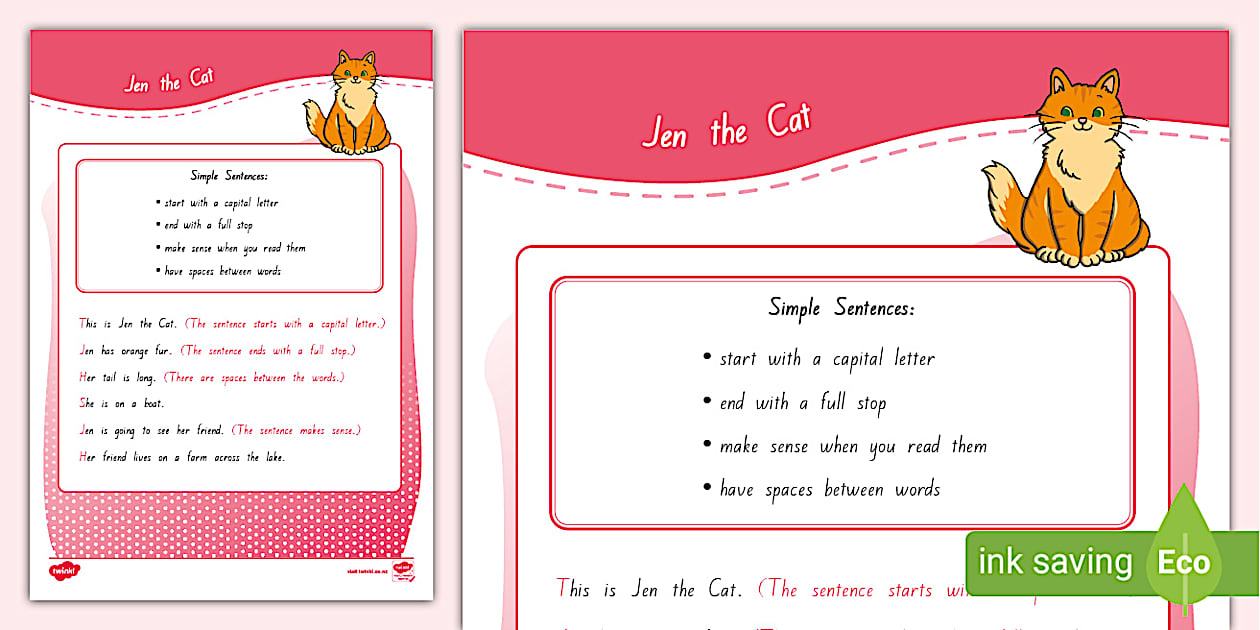 Written Language Features: Simple Sentences Exemplar Text