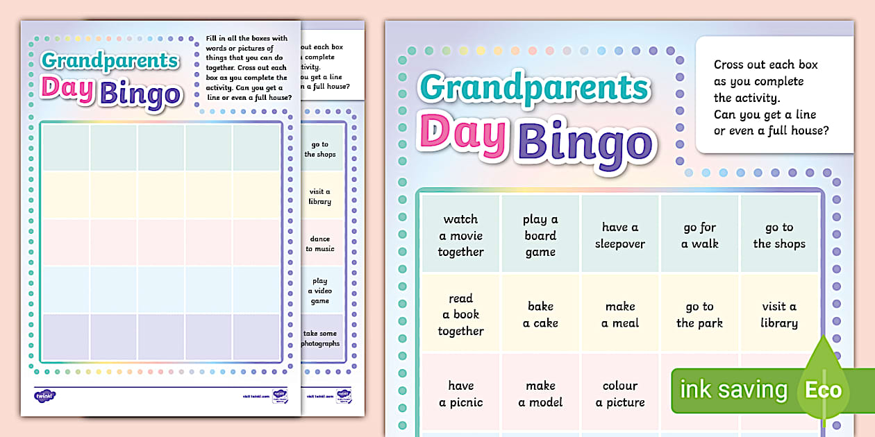 Grandparent's Day Bingo Activity (professor feito) - Twinkl