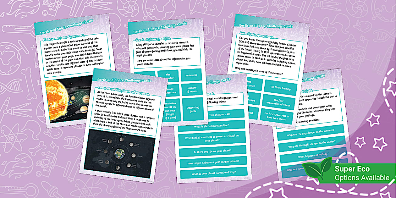 Printable Earth and Space Challenge Cards for Ages 7 - 11