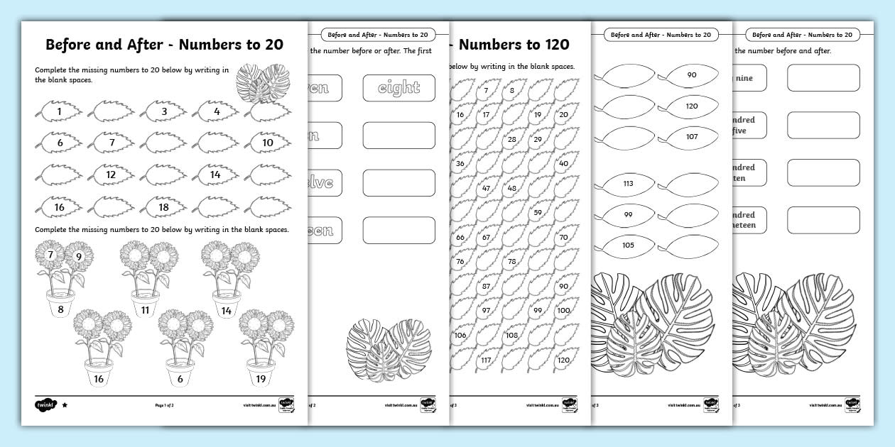 Before And After Numbers Worksheet Pack (teacher made)