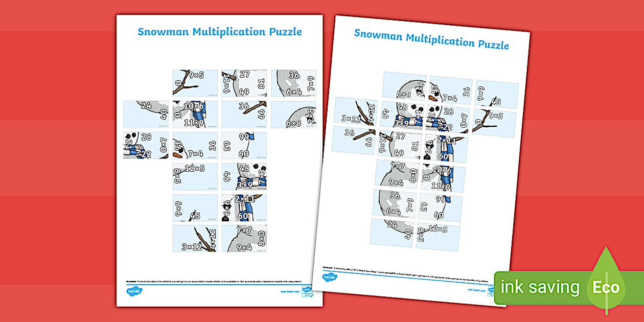 👉 Snowman Multiplication Puzzle - Twinkl - KS2 - Twinkl