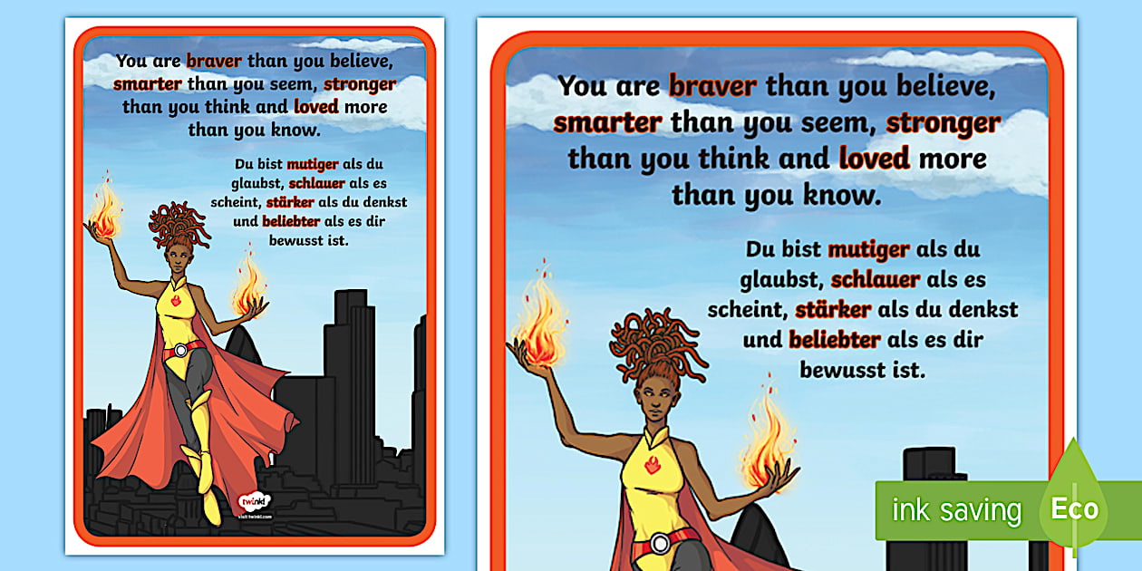 You Are Braver Than You Think Motivational Poster English/German