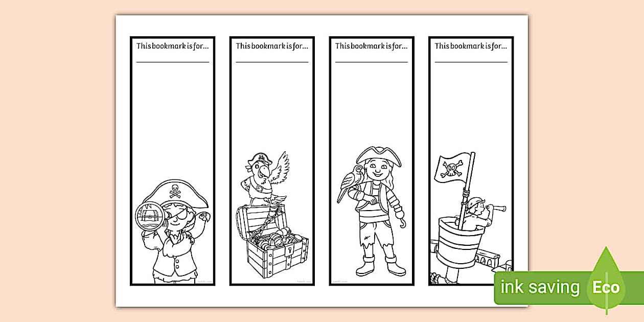 Pirate Bookmarks to Colour, Pirate Bookmarks (teacher made)