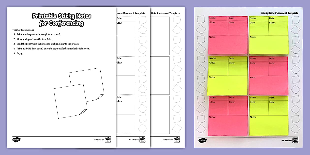 Printable Sticky Notes for Conferencing for 6th-8th Grade
