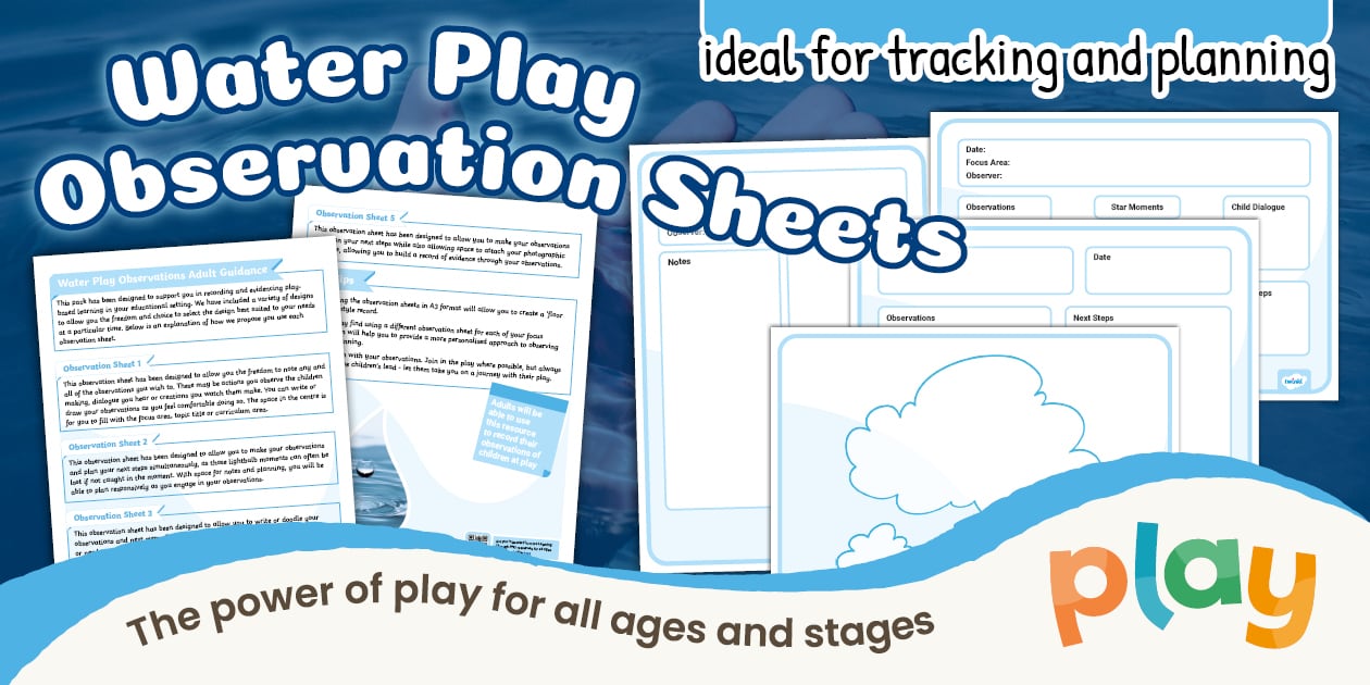 Learning Through Water Play Worksheet - Observation Sheets