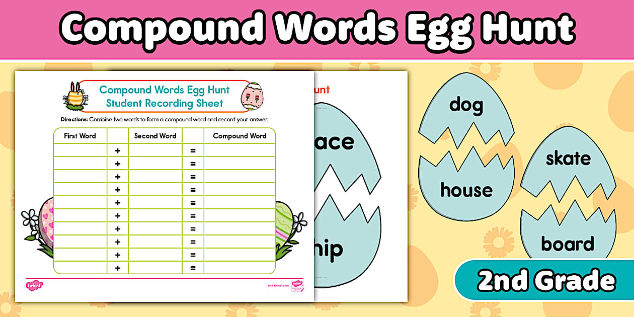 Second Grade Compound Words Easter Egg Hunt Activity