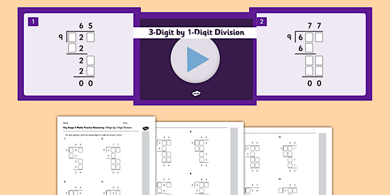 KS2 Reasoning Test Practice Missing Number Calculations 3-Digit by 1-Digit