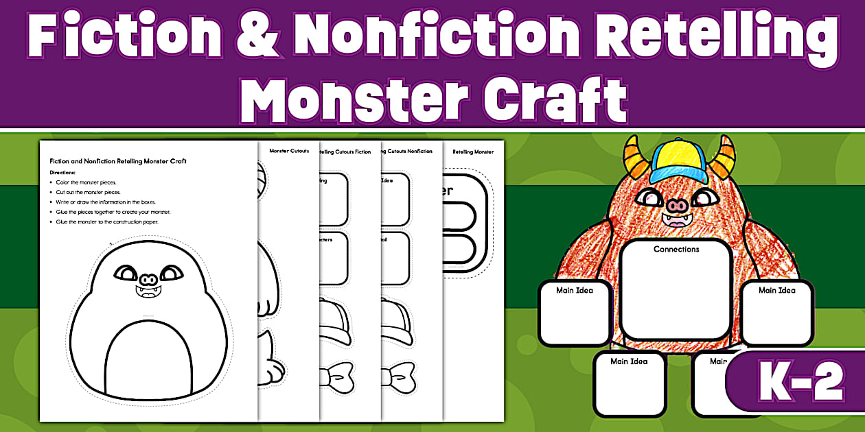 Fiction and Nonfiction Retelling Monster Activity K-2nd