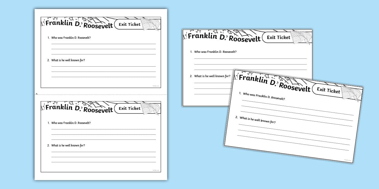 Franklin D. Roosevelt Exit Ticket for 3rd-5th Grade - Twinkl