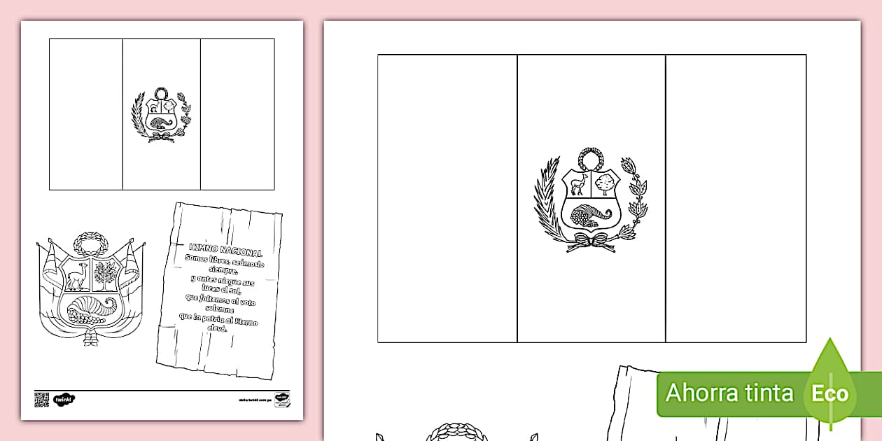 Los símbolos Patrios del Perú para colorear |Twinkl