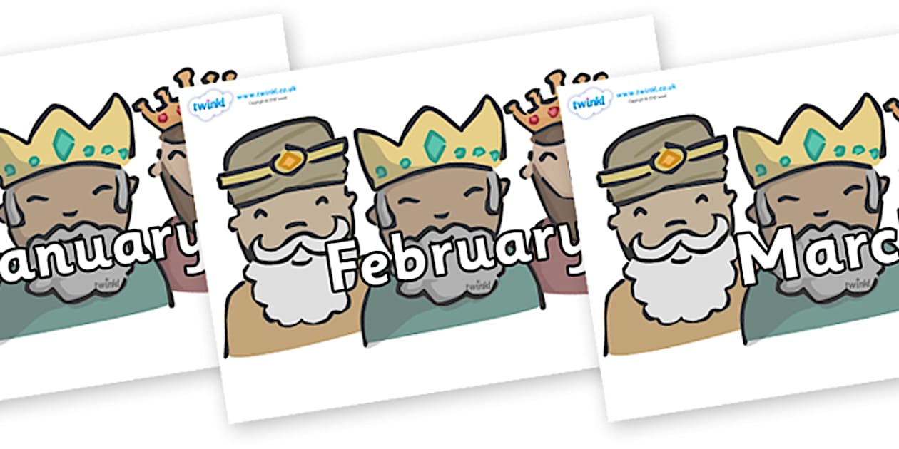 Cursive Months of the Year on Three Kings (teacher made)