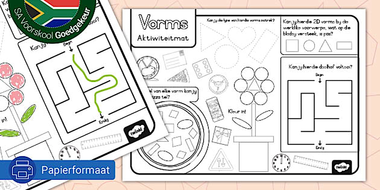 Vorms Aktiwiteitsmat (teacher made) - Twinkl