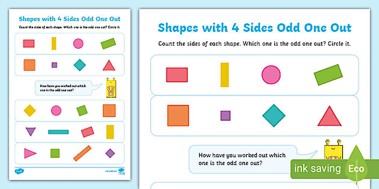 👉 Shapes with 4 Sides Odd One Out Activity (teacher made)
