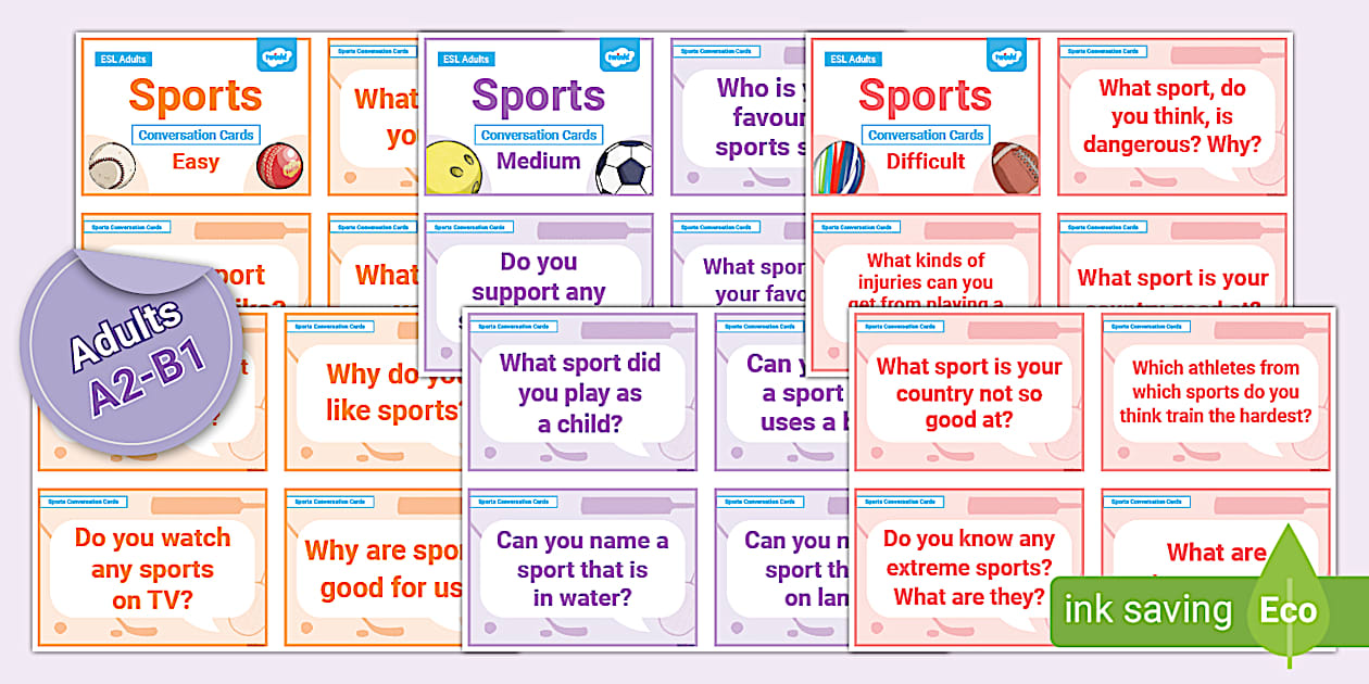 ESL Conversation Cards: Sports [Adults, A2-B1] - Twinkl
