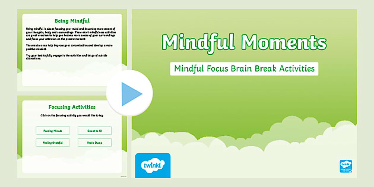 Mindful Moments Focus Brain Breaks PowerPoint (Teacher-Made)