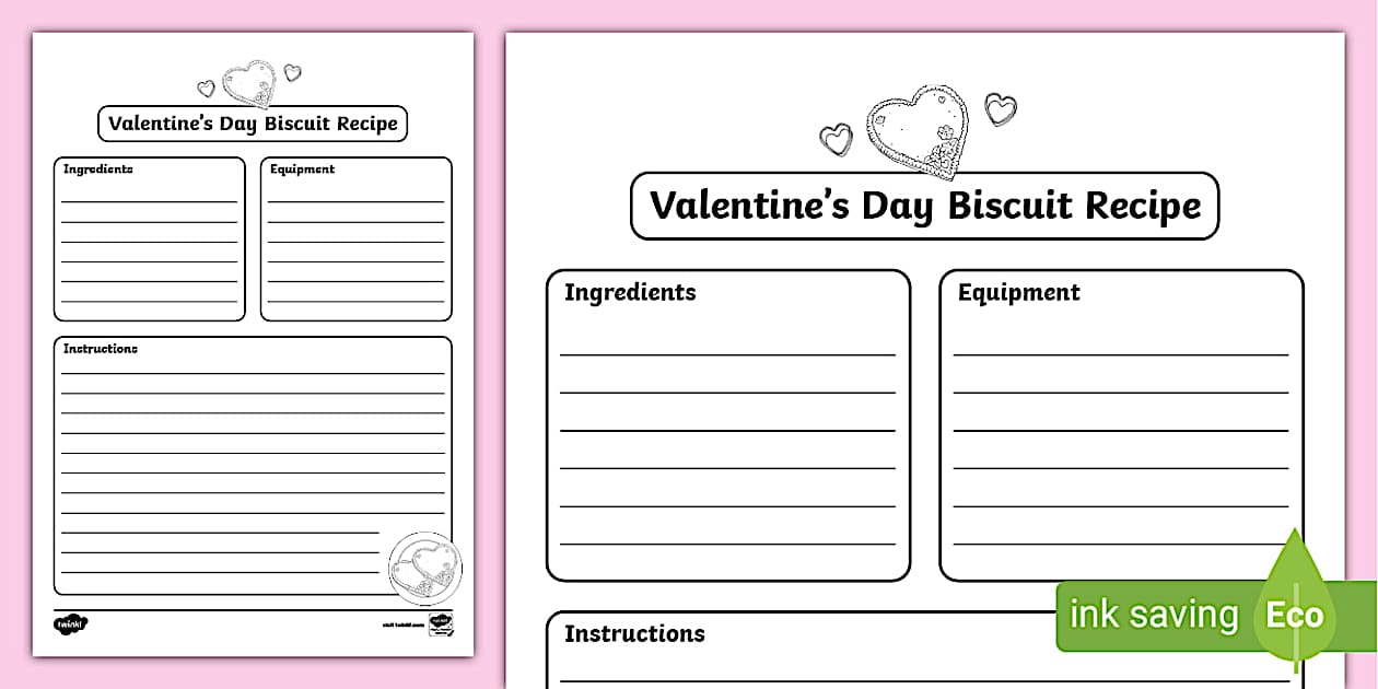 Design a Valentine's Day Biscuit - Recipe Template - Twinkl