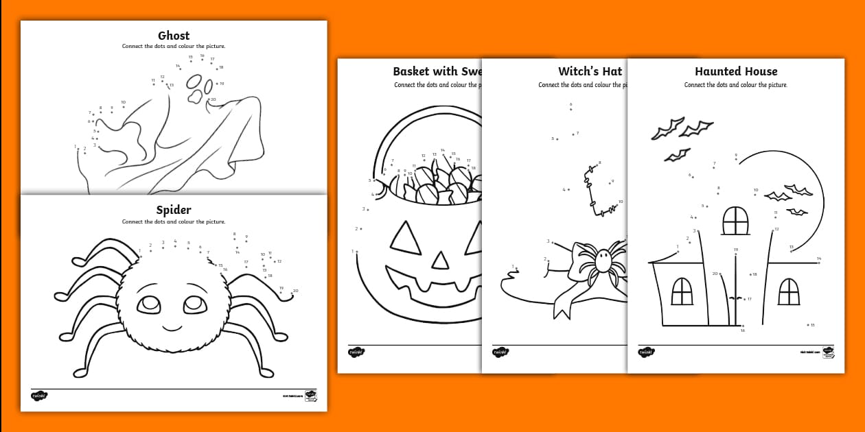 Halloween Dot to Dot Up to 20 Activity Sheets - Twinkl - KS1