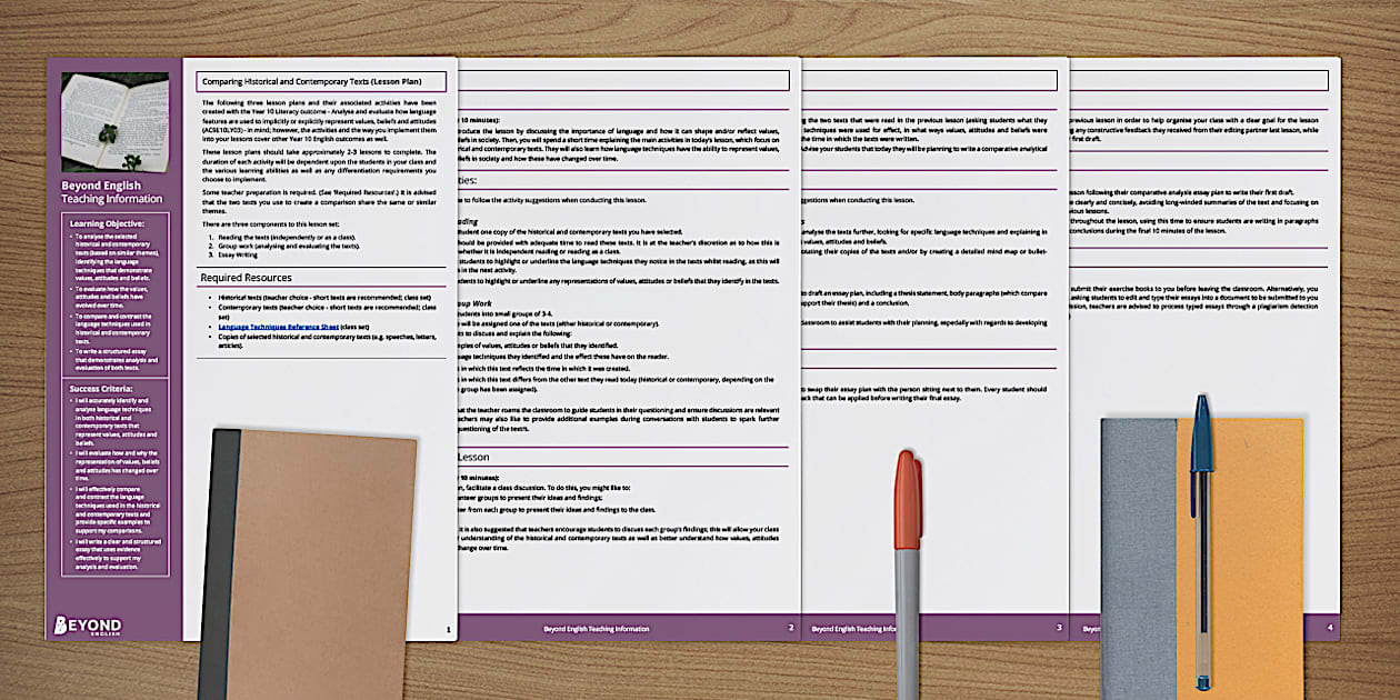 Comparing Historical and Contemporary Texts (Lesson Plan)