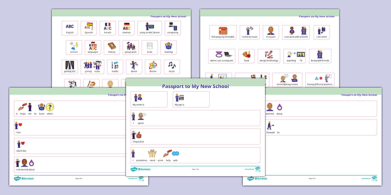 Twinkl Symbols: Older Learners: Passport to My New School