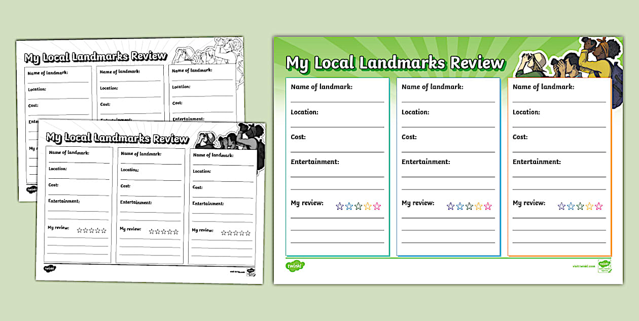 My Local Landmarks Review Worksheet Twinkl (teacher made)